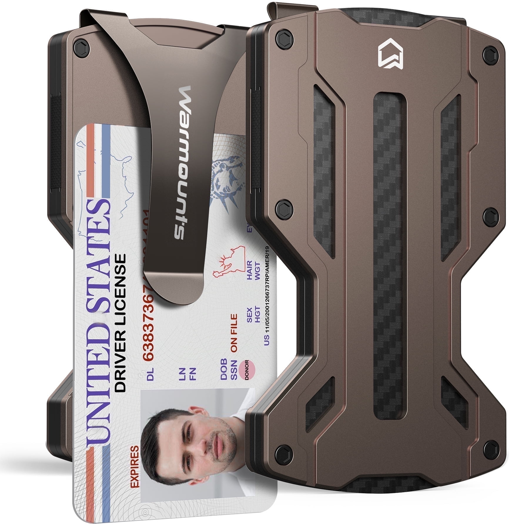 WARMOUNTS Men's Metal Wallet, Slim Carbon Fiber Wallet with Money Clip ...