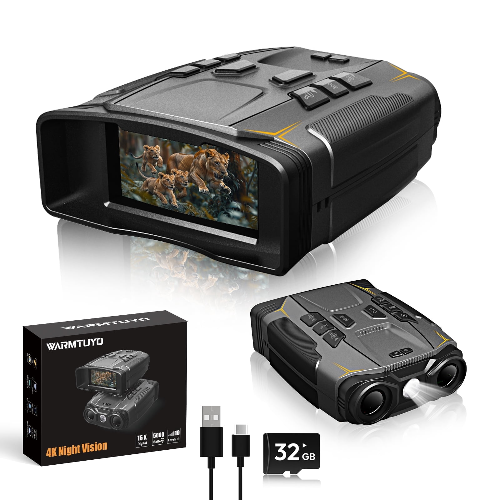 WARMTUYO Gray Night Vision Goggles for Adults,4K Night Vision ...