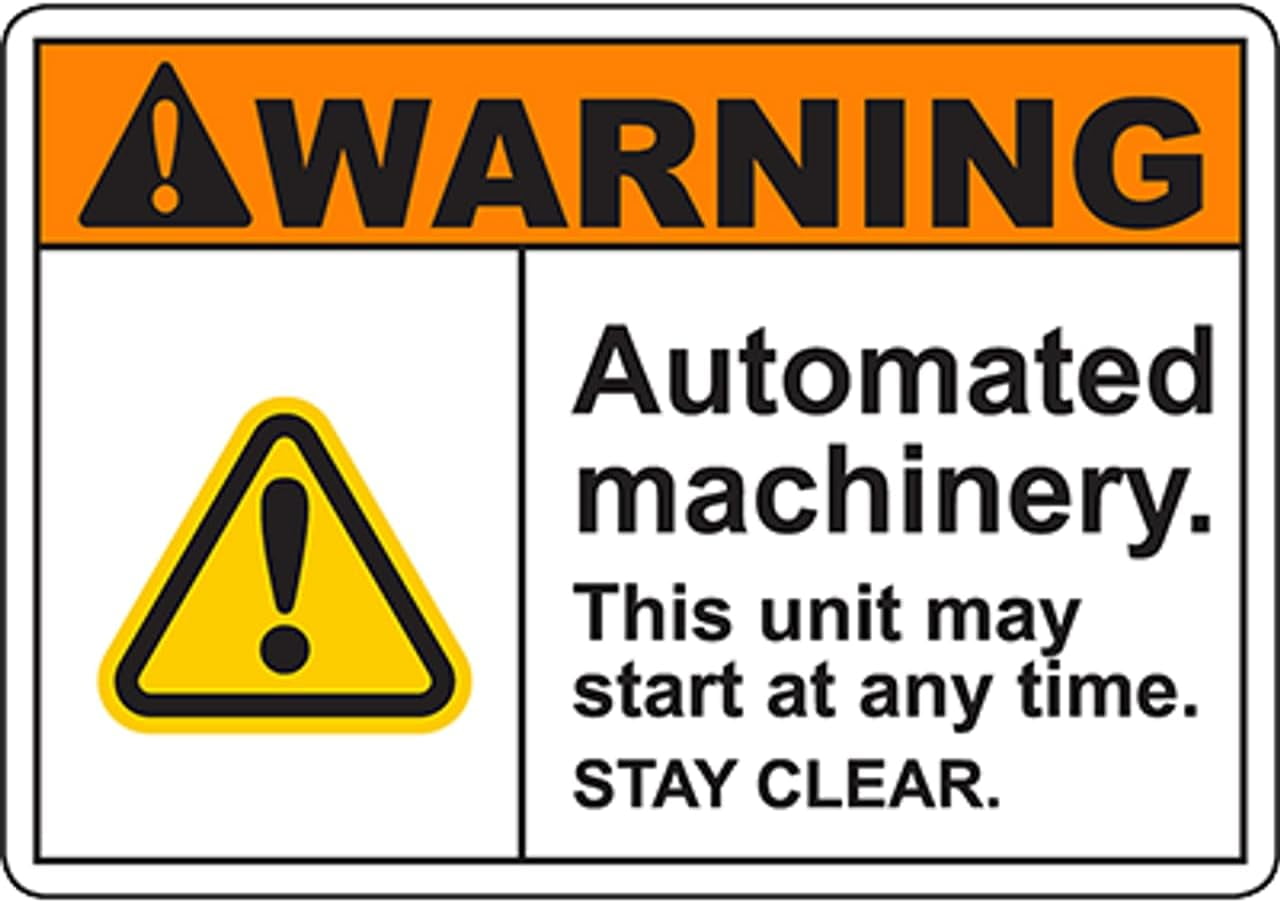 WARNING Automated Machinery Sign Safety Signs Machine Safety Signs 8x12 ...