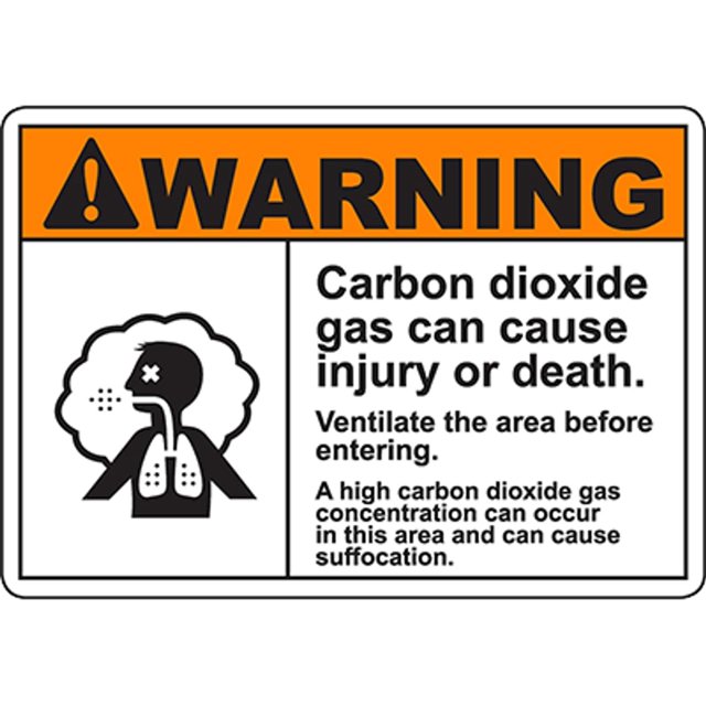 WARNING Carbon Dioxide Gas Ventilate Area Sign Safety Signs HazCom Sign ...