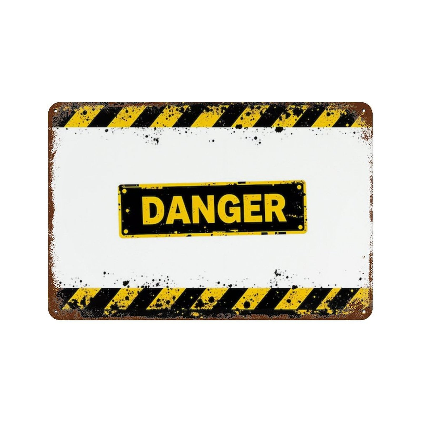Rustic - Look "DANGER" Sign with Black - Yellow Stripes Metal Tin Sign ...