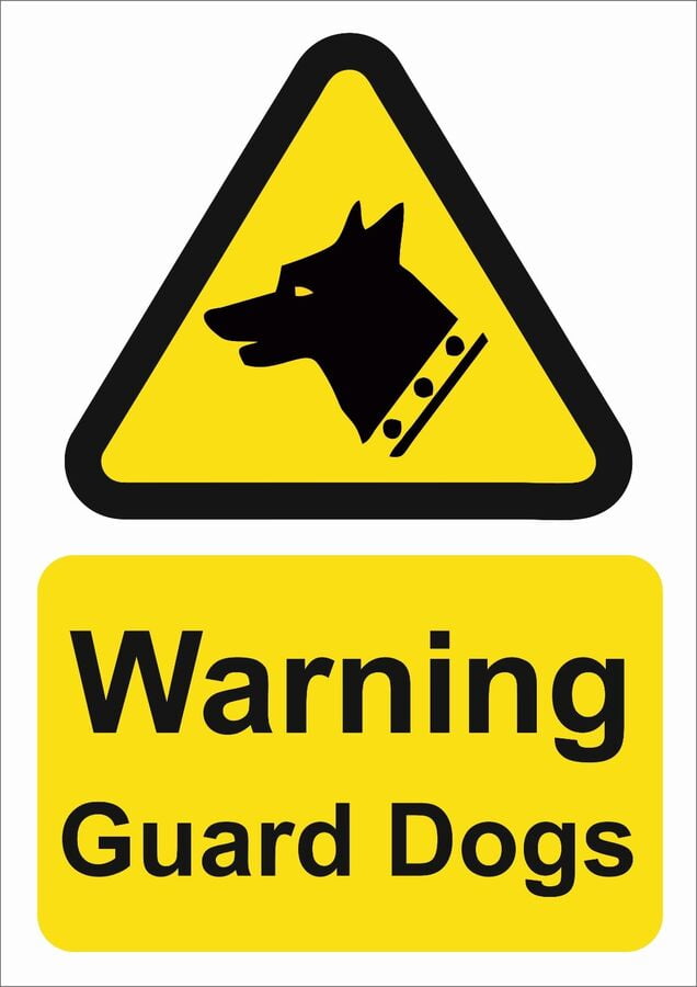 WARNING GUARD DOGS A5/A4 Self.Adh Metal Aluminum Sign OR FOAMEX SIGN ...