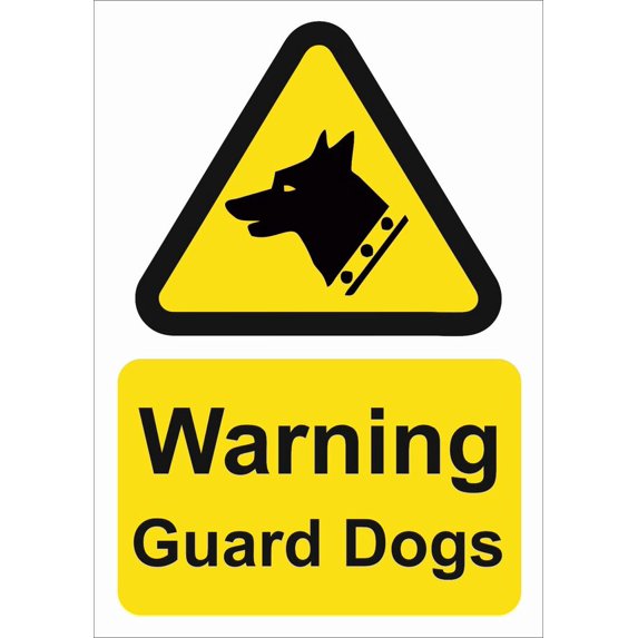 WARNING GUARD DOGS A5/A4 Self.Adh Metal Aluminum Sign OR FOAMEX SIGN ...