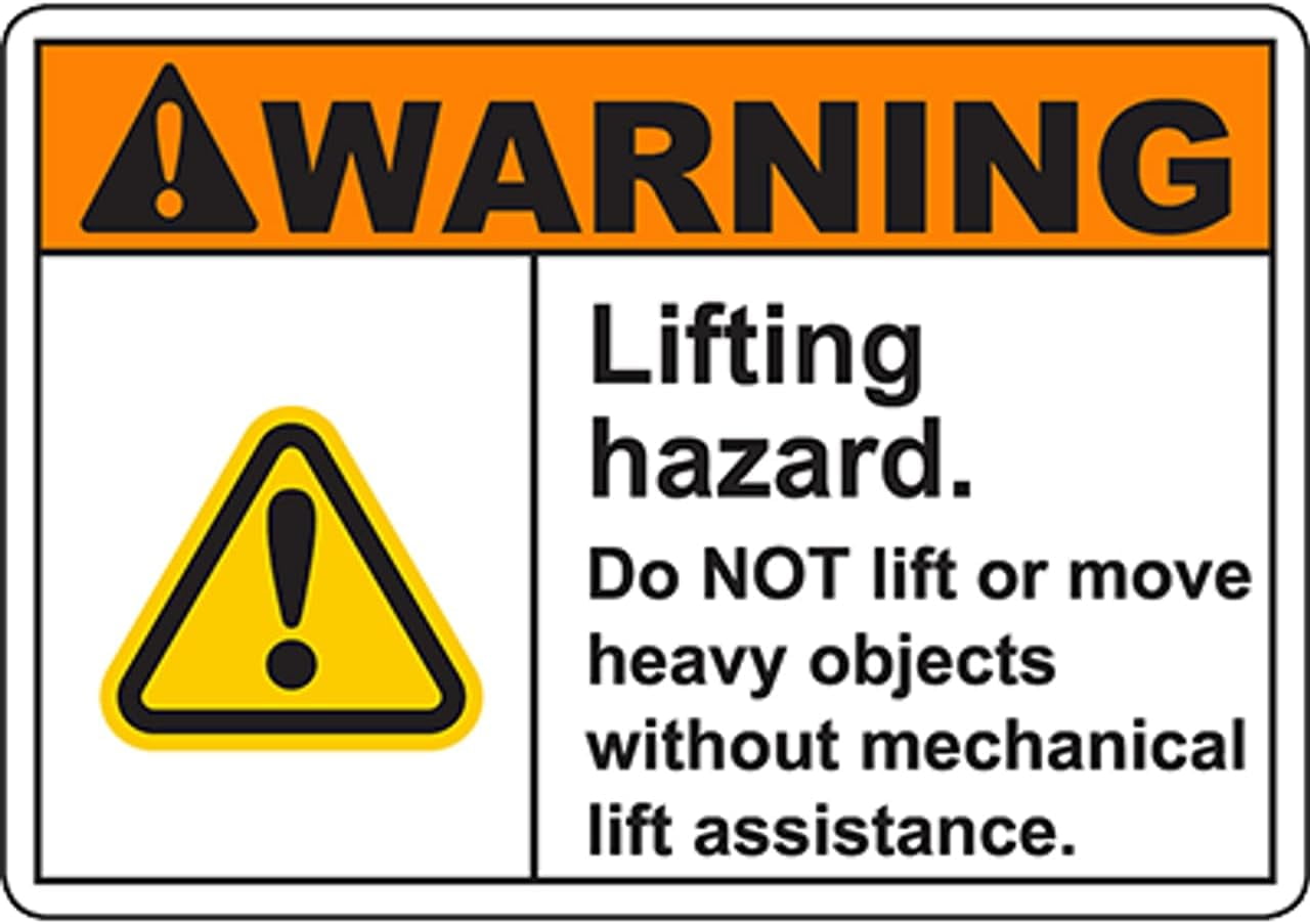 WARNING Lifting Hazard Do NOT lift without assistance Sign Safety Signs ...