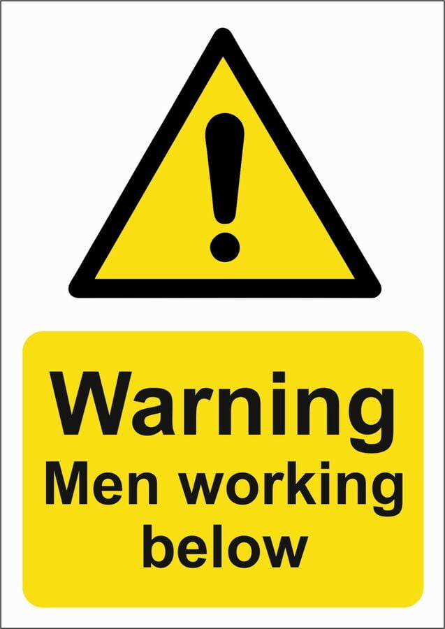 WARNING MEN WORKING BELOW Metal Aluminum Sign SAFETY Metal Aluminum ...