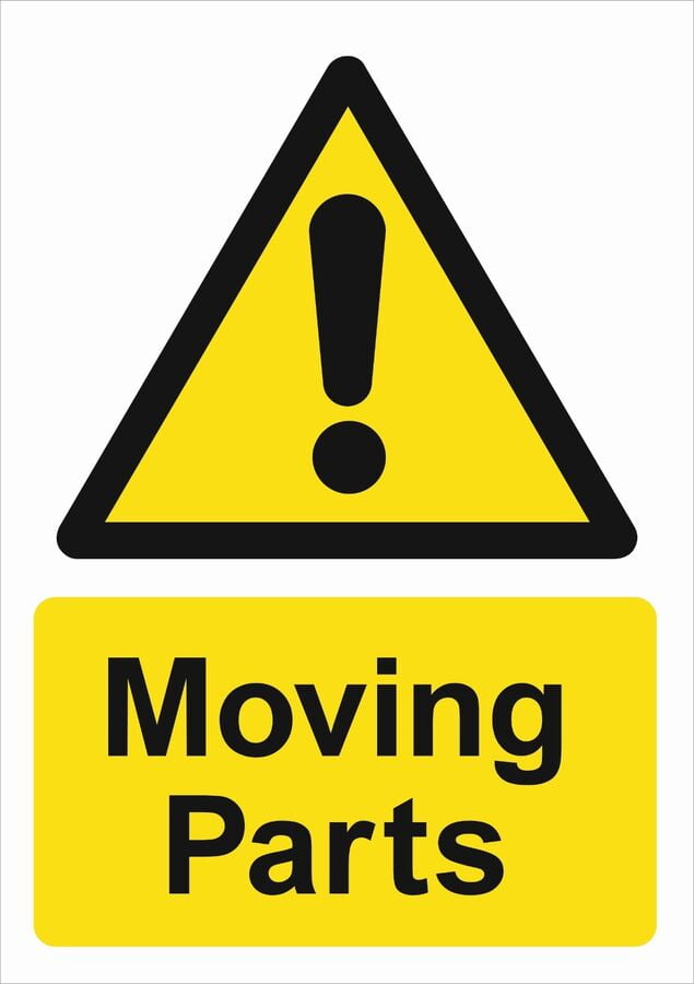 WARNING MOVING PARTS Metal Sign OR FOAMEX HEALTH & SAFETY SIGNS Size ...