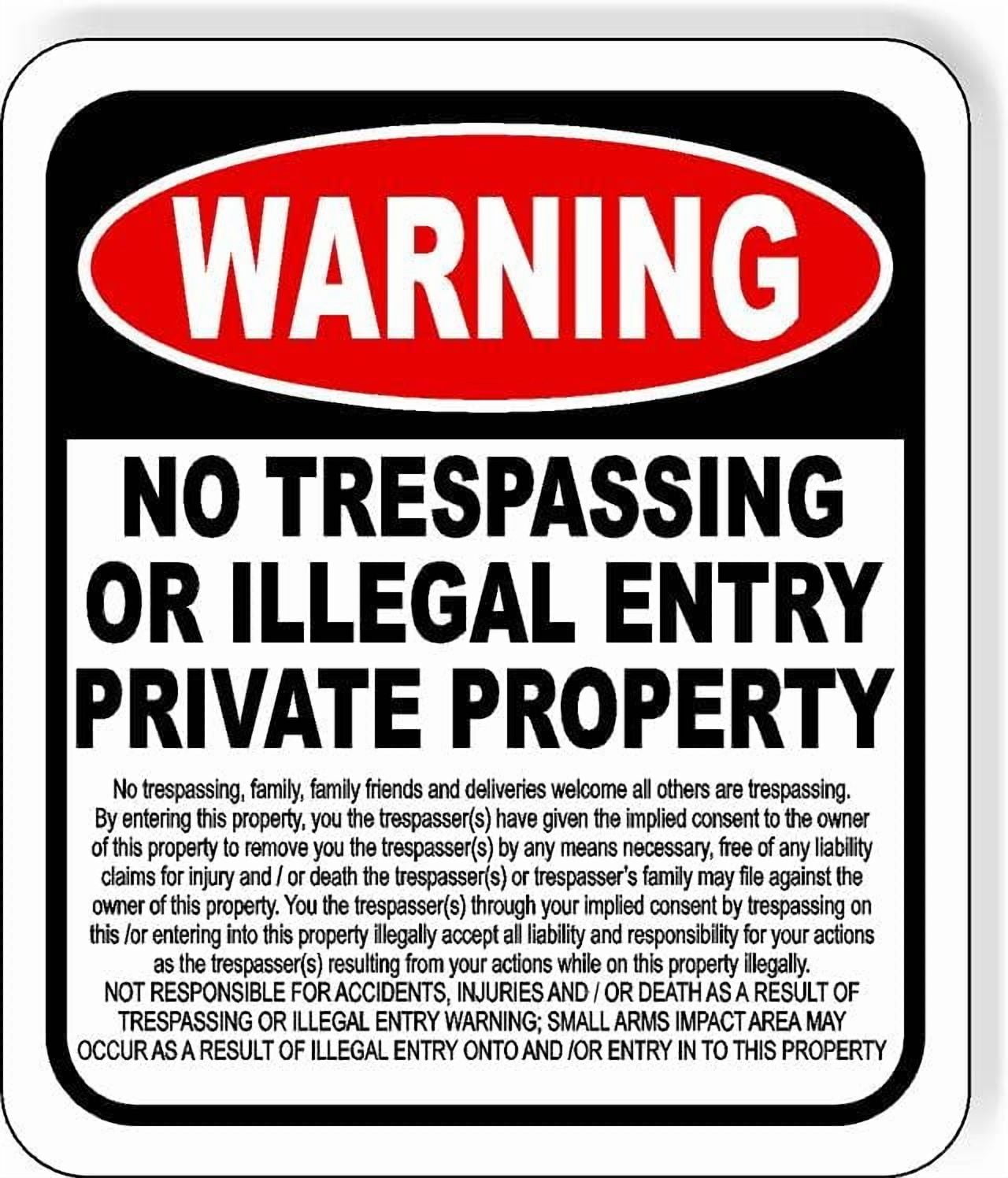 WARNING NO TRESPASSING FAMILY Aluminum Composite Outdoor Sign 20" x24 ...