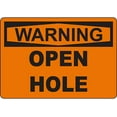WARNING Open Hole Sign Safety Signs Construction Signs 8x12 Inch Notice ...