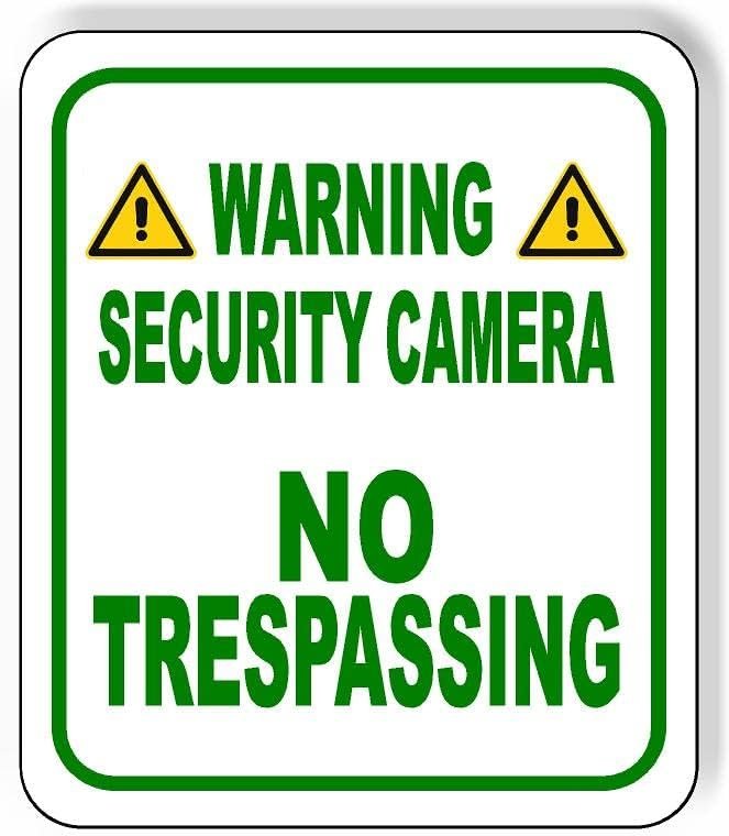 WARNING SECURITY CAMERA NO TRESPASSING GREEN Aluminum Composite Sign ...