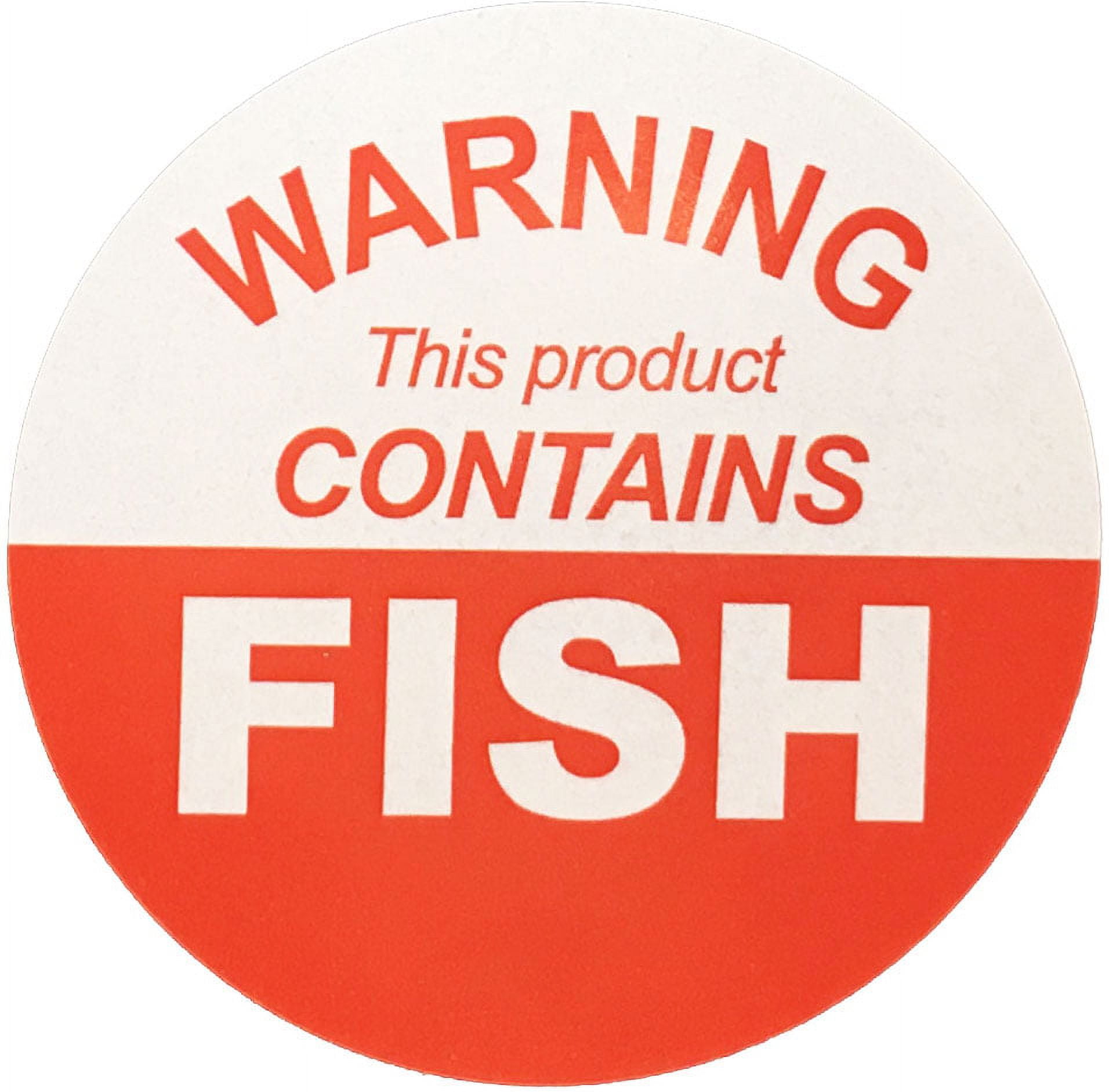 "WARNING This Product CONTAINS FISH" Labels | 1.5" Inch Round | 500 ...