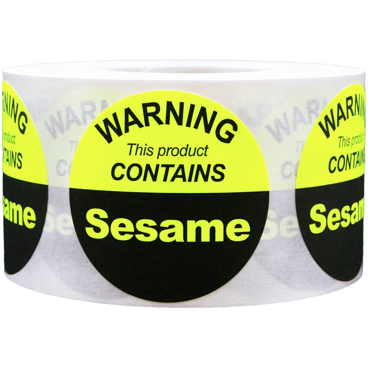 "WARNING This Product CONTAINS Sesame" Labels | 1.5" Inch Round | 500 ...