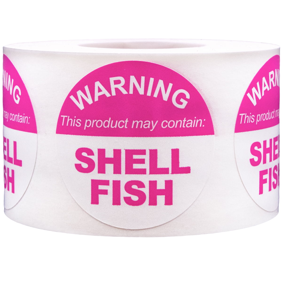 "WARNING This Product May Contain SHELLFISH" Labels | 1.5" Inch Round ...