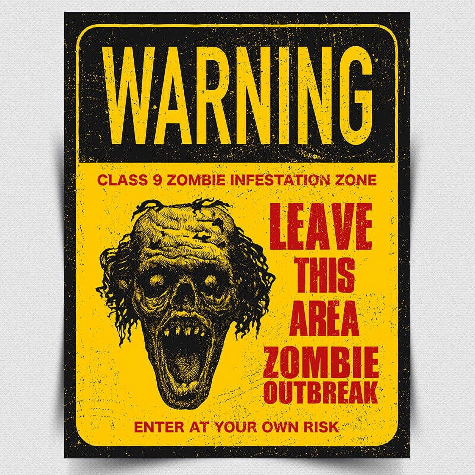 WARNING ZOMBIE CLASS 9 INFESTATION METAL WALL SIGN/PLAQUE Retro/Vintage ...
