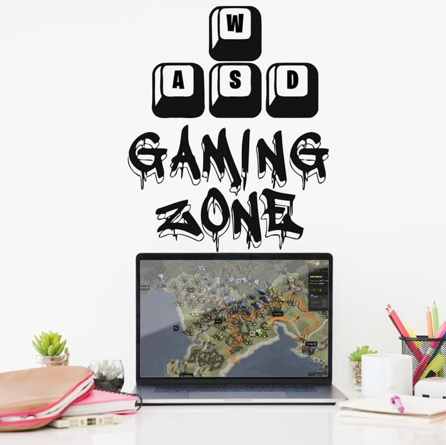 WASD Gamer Wall Decal Gaming Zone Decoration Controller Video Game Wall ...
