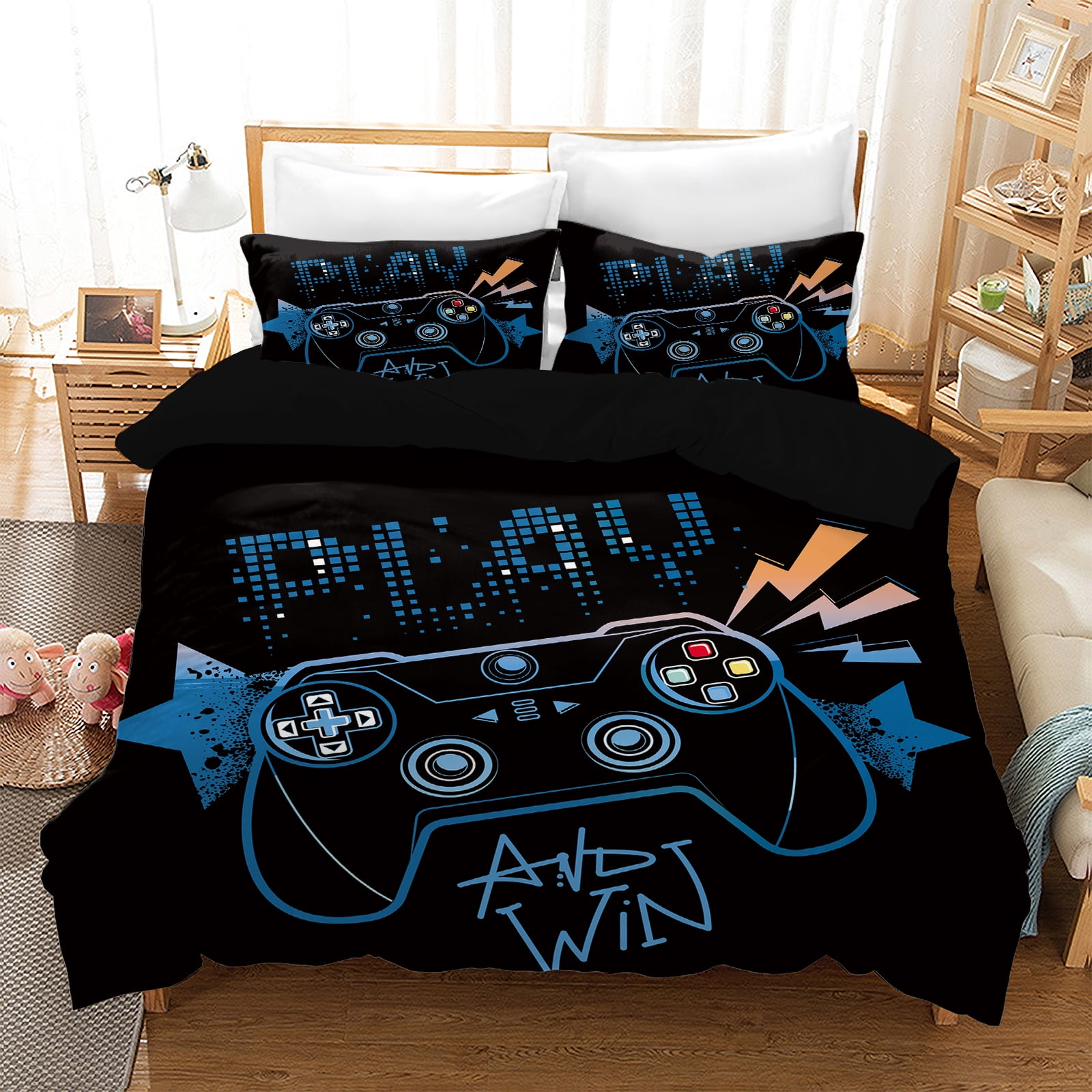 WASFDN Gamer Duvet Cover for Boys,Gamepad Bedding Set Kids Teen Gamer ...