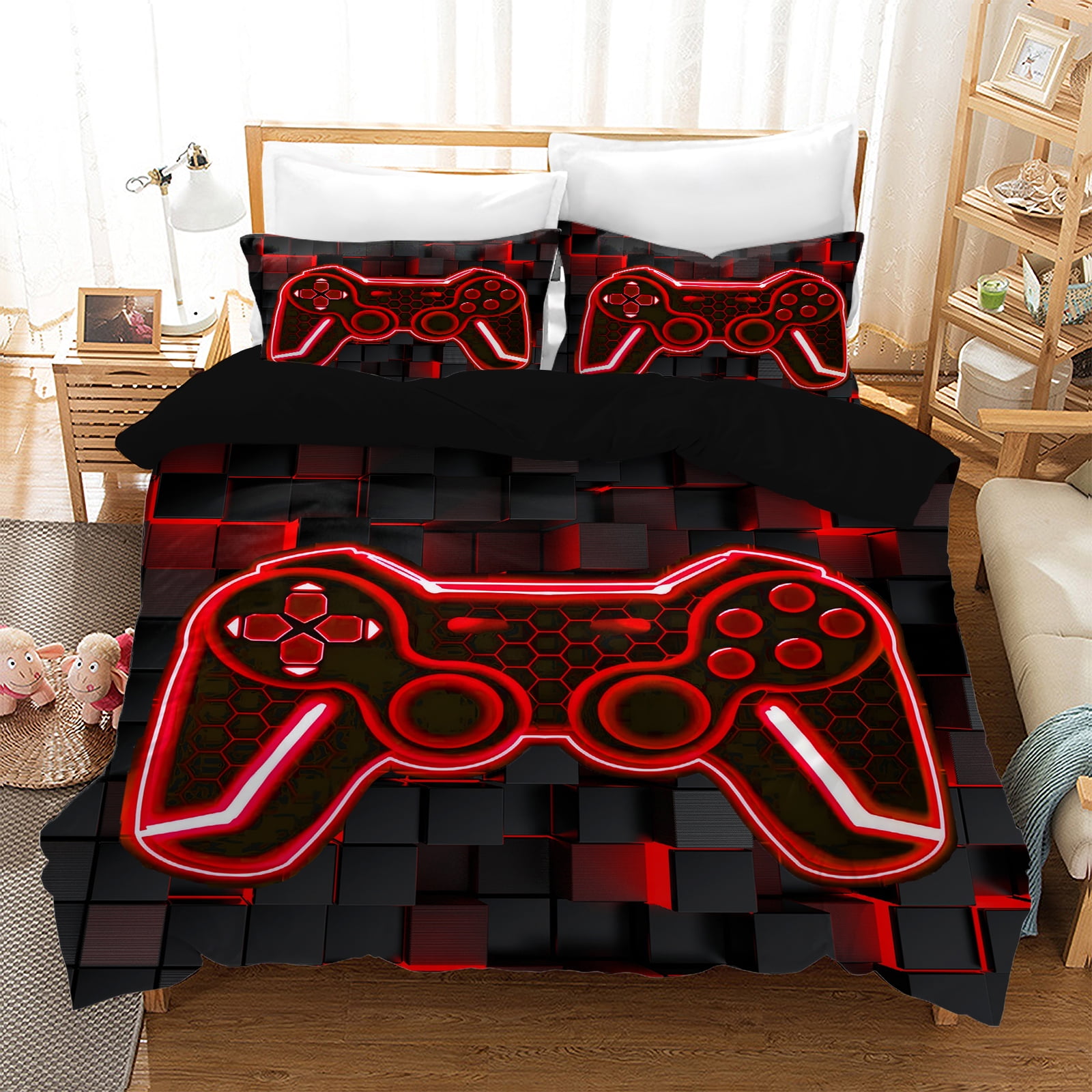 WASFDN Gamer Duvet Cover for Boys,Gamepad Bedding Set Kids Teen Gamer ...