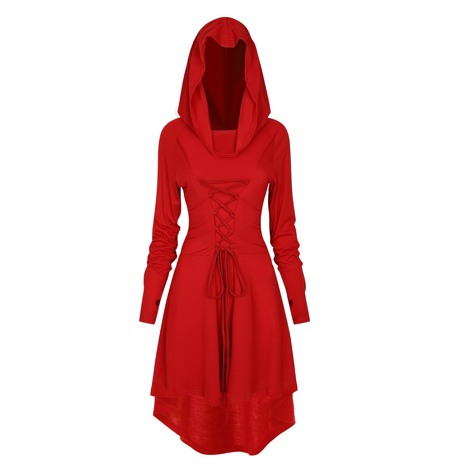 WASFDN Womens Renaissance Costumes Hooded Robe Lace Up Renaissance ...