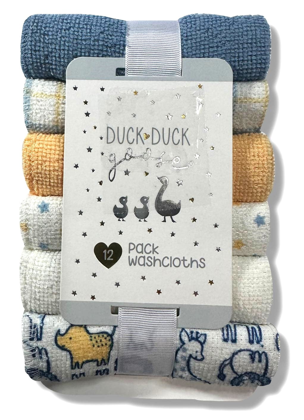 WASHCLOTHS BOYS - DUCK DUCK GOOSE 243- BLUE YELLOW - 12 PACK SOFT BABY ...