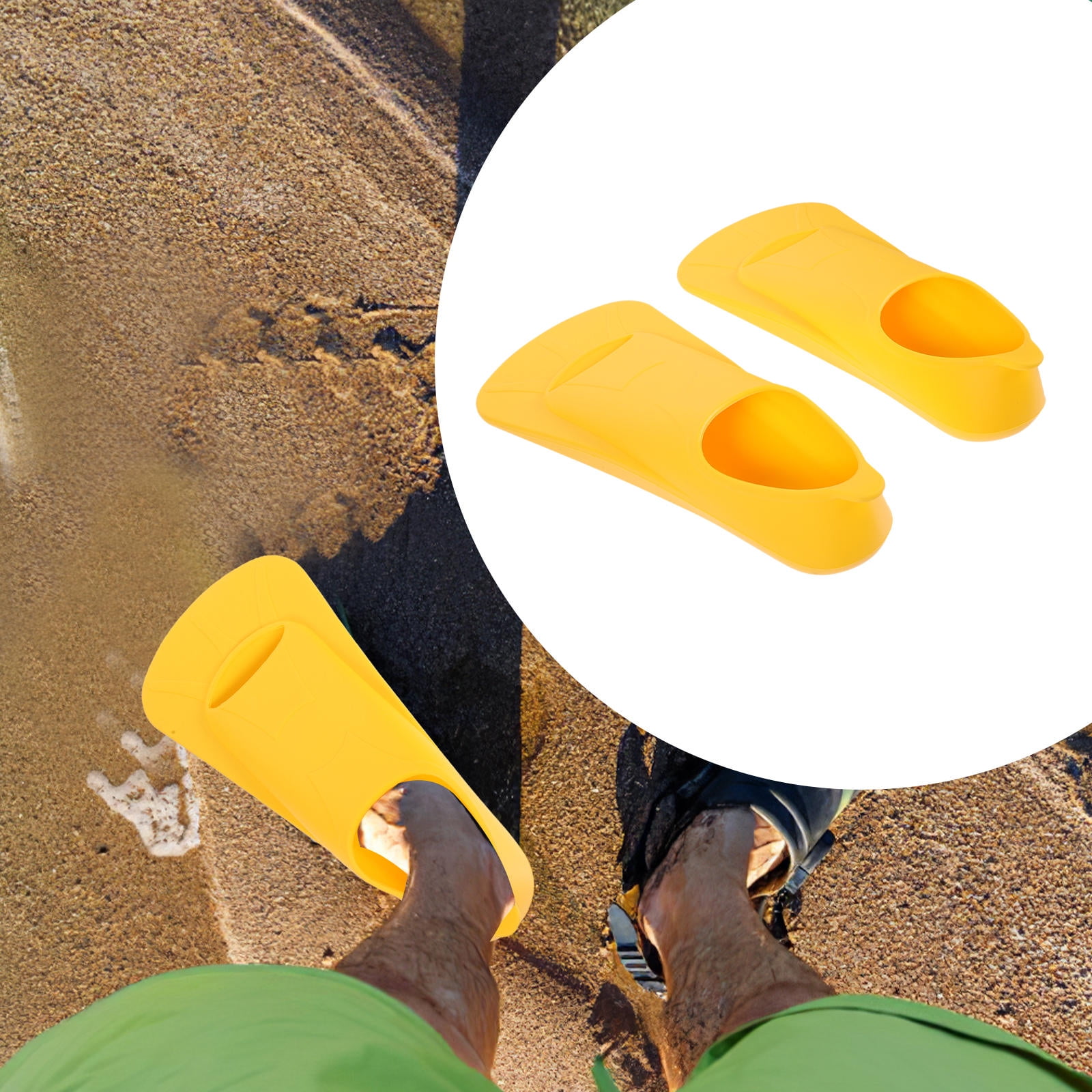 WASHWEPE 1 Pair Swimming Training Flipper in Yellow for Adults Suitable ...