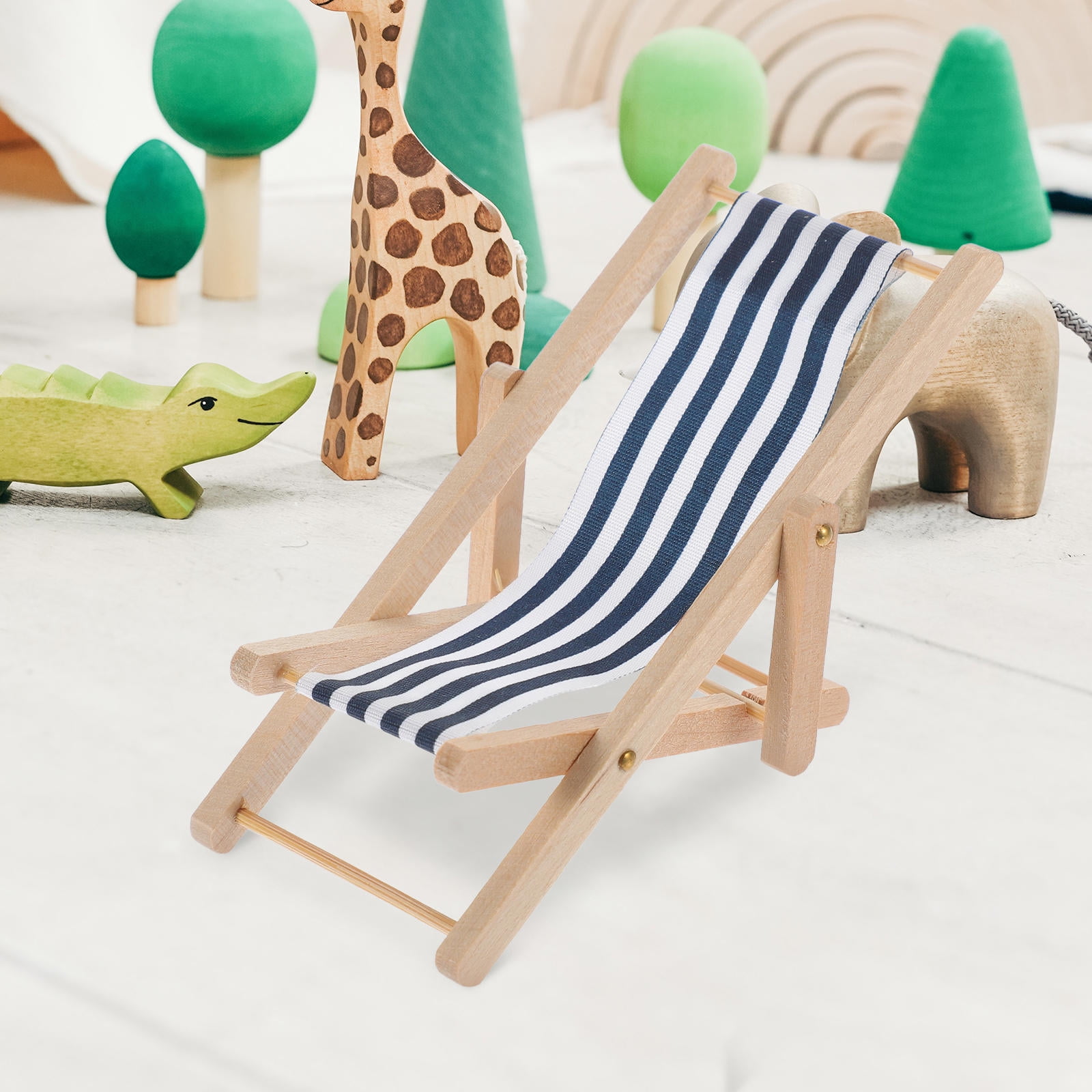 WASHWEPE 1 Piece Miniature Beach Chairs Wooden for Simulating Realistic ...