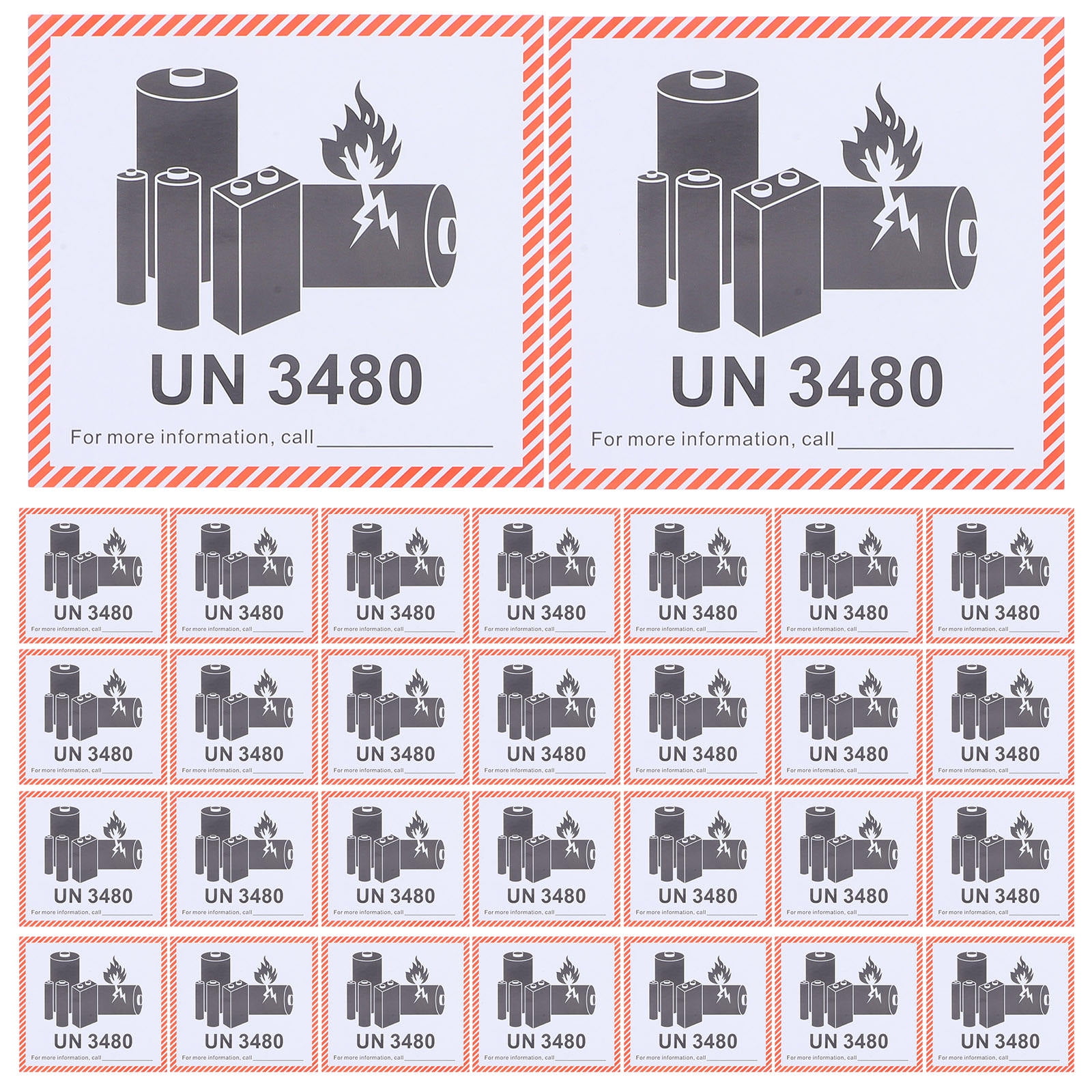 WASHWEPE 100 Sheets UN3480 Standard Compliant Lithium Battery Labels ...