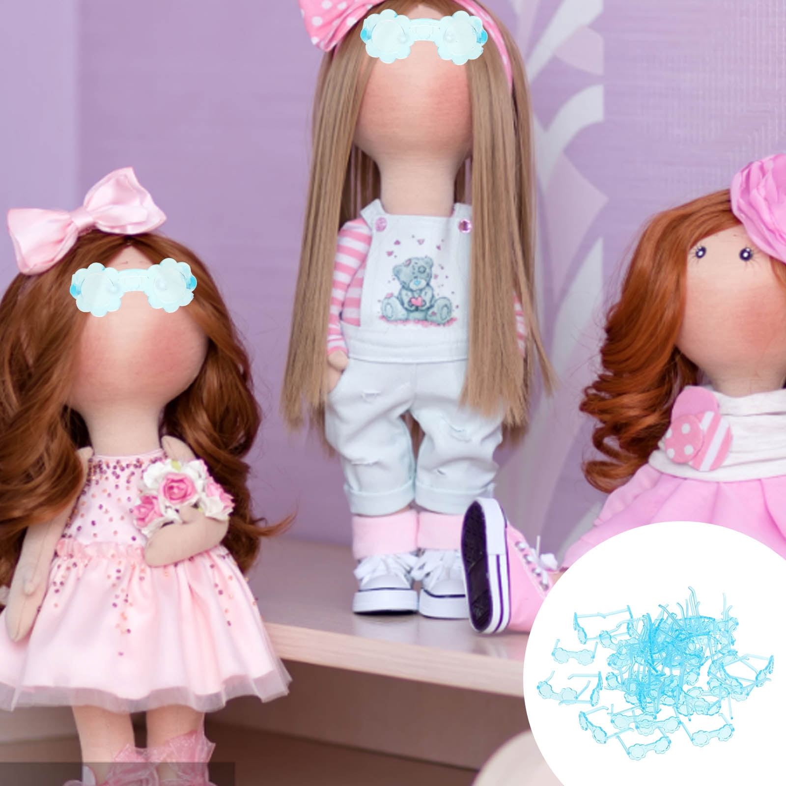 WASHWEPE 100Pcs Small Plastic Glasses for Dolls with Round Shape and ...