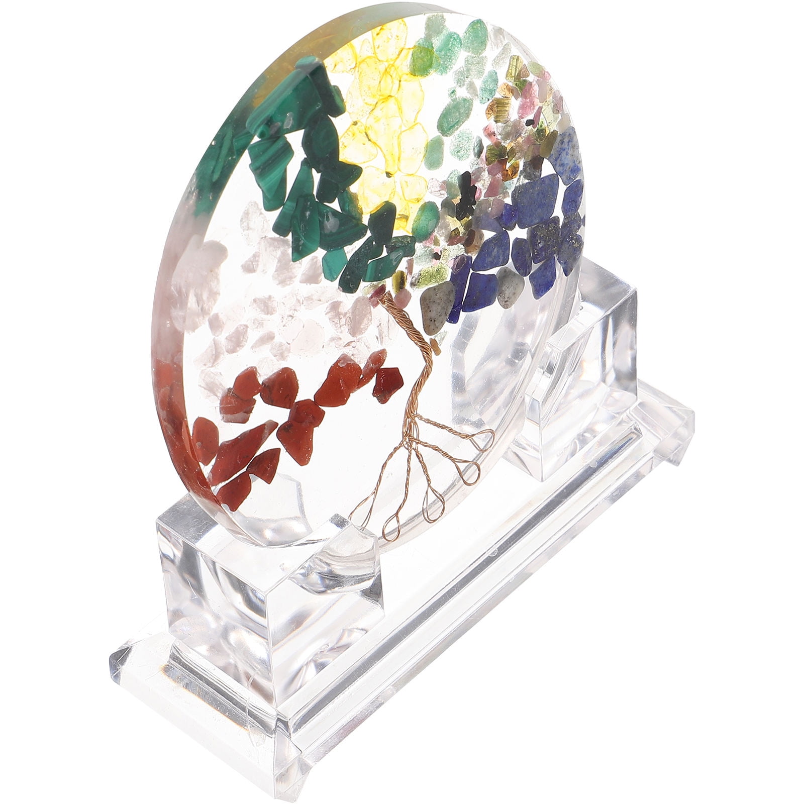 WASHWEPE 11Pcs Epoxy Resin Crystal Tree Decor Delicate Design Tabletop ...