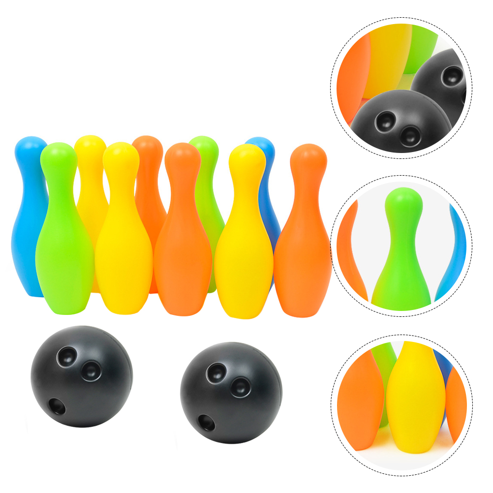 WASHWEPE 12pcs Bowling Set Lightweight Plastic Balls Bottles For ...