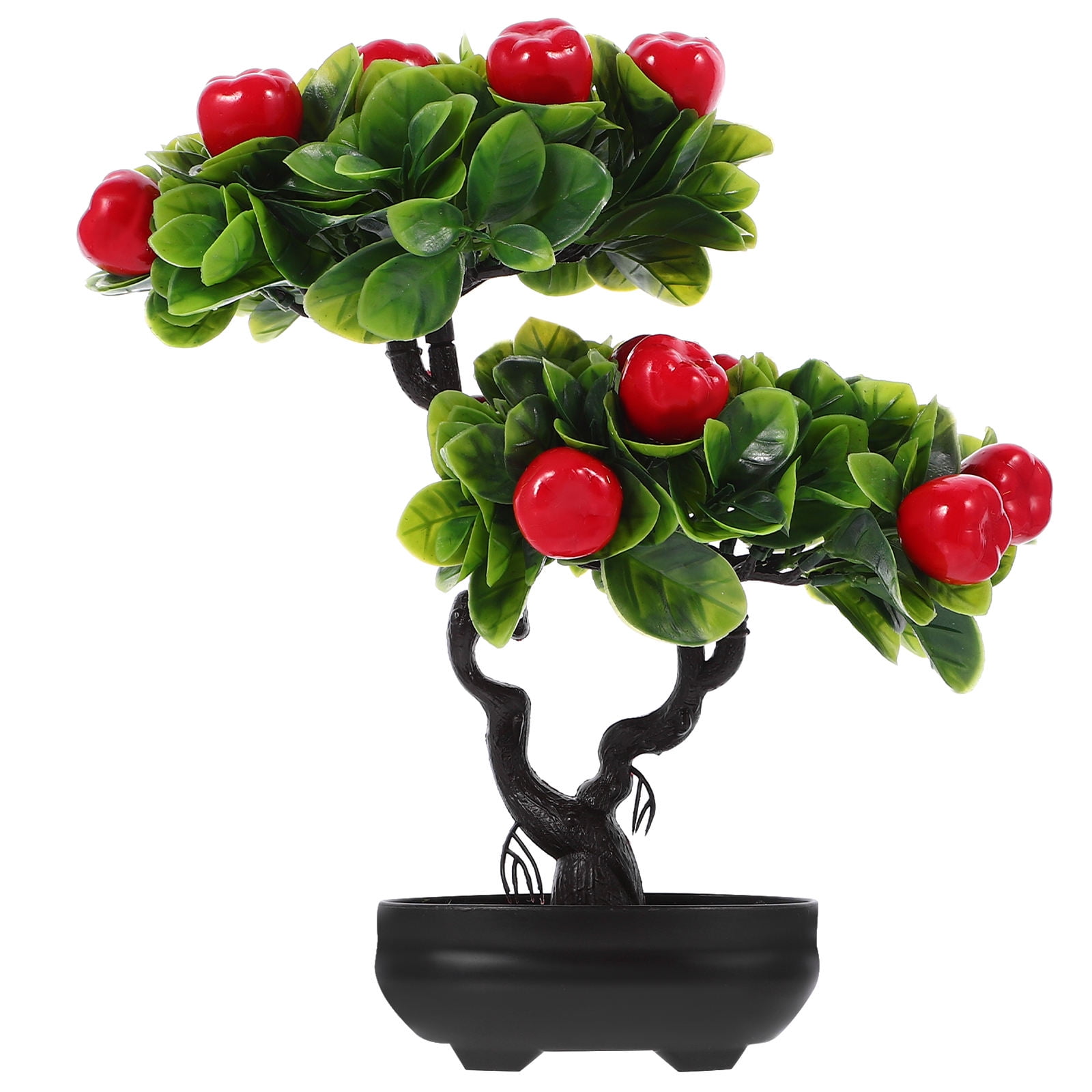 WASHWEPE 1Pack Artificial Apple Bonsai Tree Shape Plastic for Indoor ...