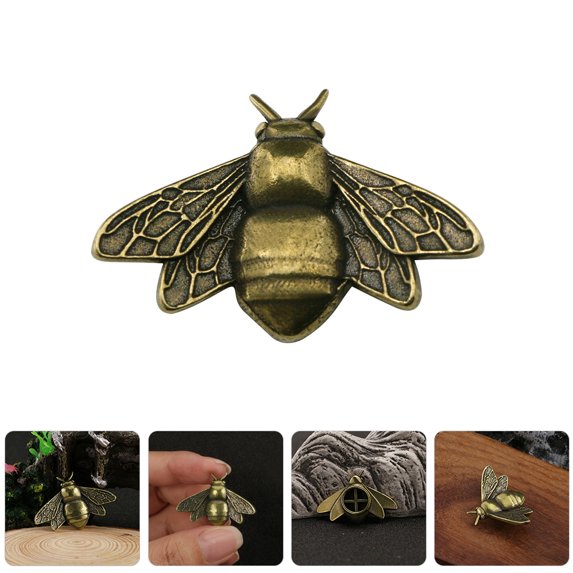 WASHWEPE Brass Bee Decoration Figurine Golden 1Set 1.3x0.9in - Walmart.com