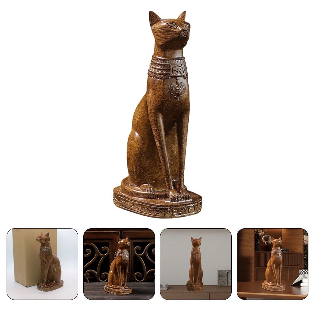 WASHWEPE 1Pack Cat Figurines Resin Cat Statue for Living Room and TV ...