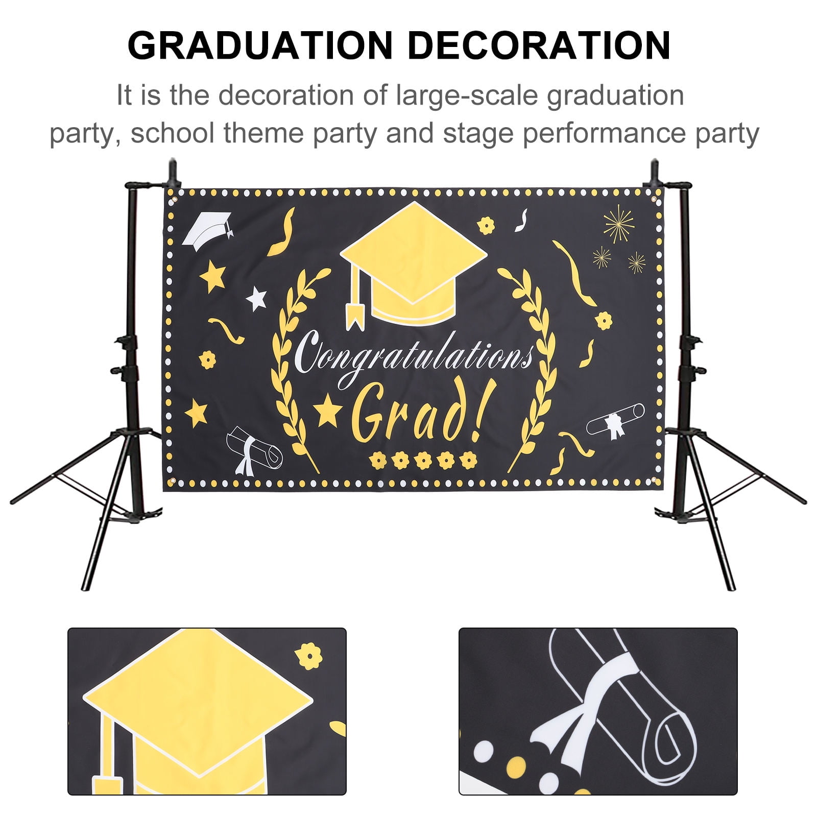 WASHWEPE 1Pack Graduation Banner Background Backdrop Cloth Polyester ...