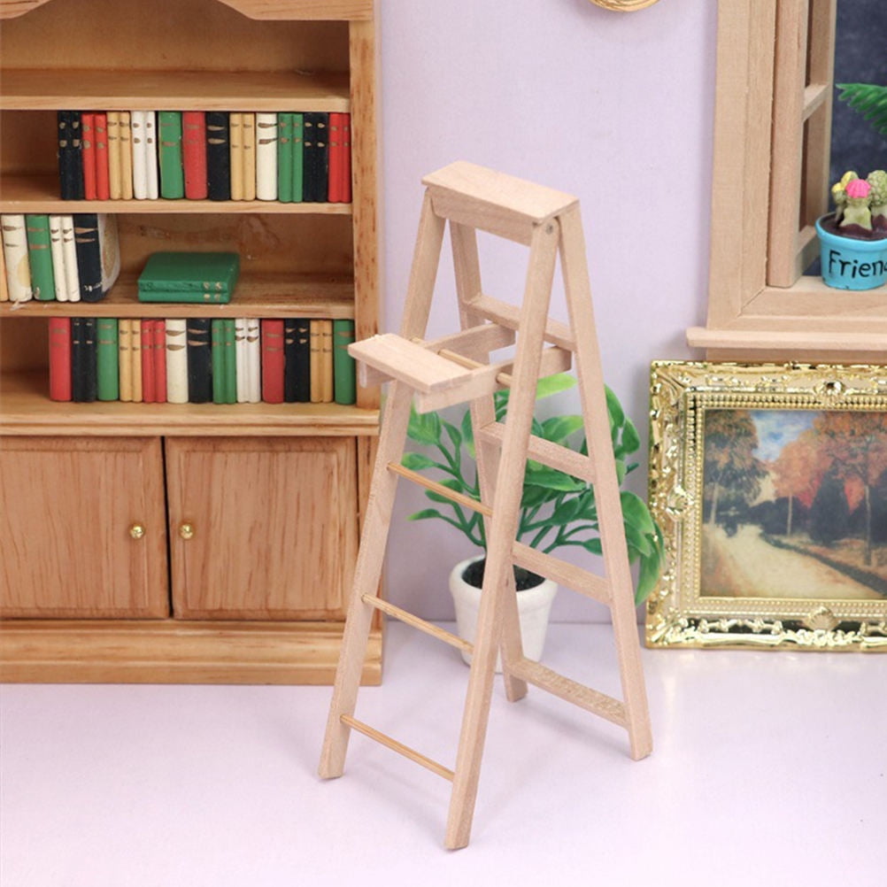 WASHWEPE 1Pack Mini Ladder For Dollhouse Beige 4.9X1.6In Wooden Decorative - Walmart.com
