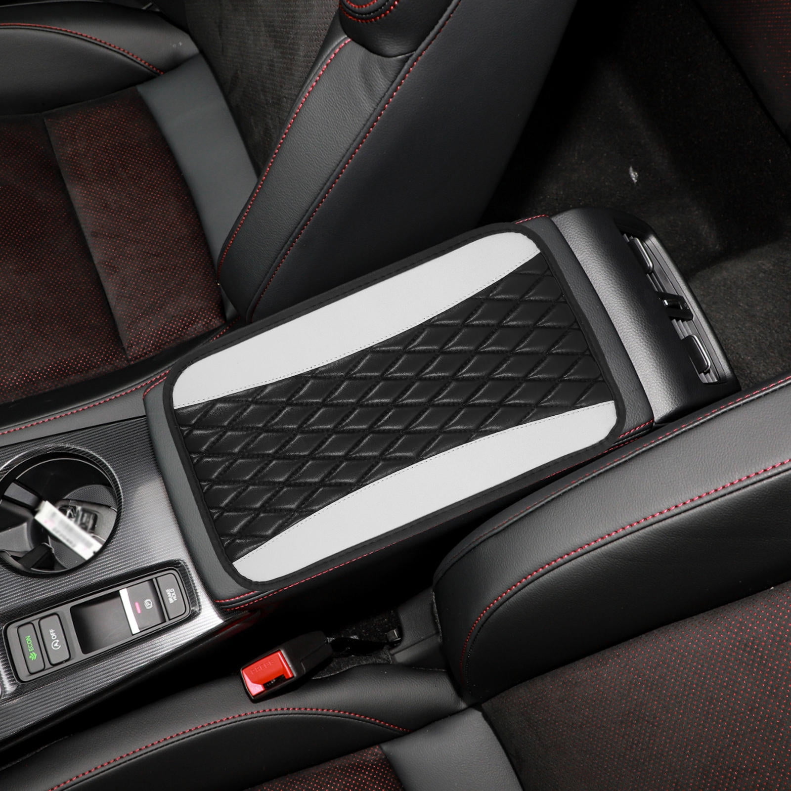 WASHWEPE 1Pack Pu Leather Car Armrest Cover for Vehicle Center Console ...