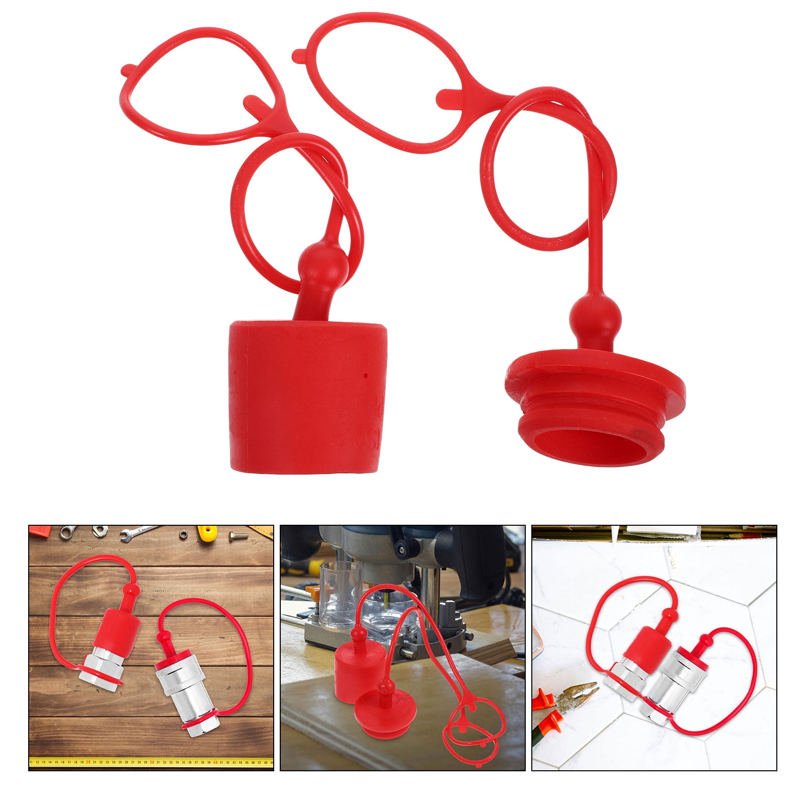 WASHWEPE 1Pack Red Round Cap PVC Hydraulic Quick Connect Dust Cap for ...