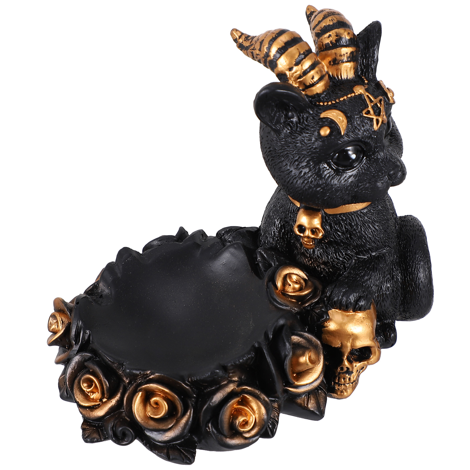 WASHWEPE 1Pack Small Cat Statue Desktop Resin Material Gothic Witch ...