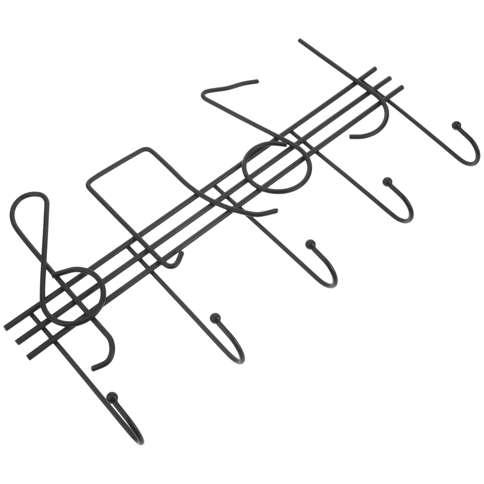 WASHWEPE 1Pcs Wall Mounted Hook Music Note Shape Black Metal For And ...