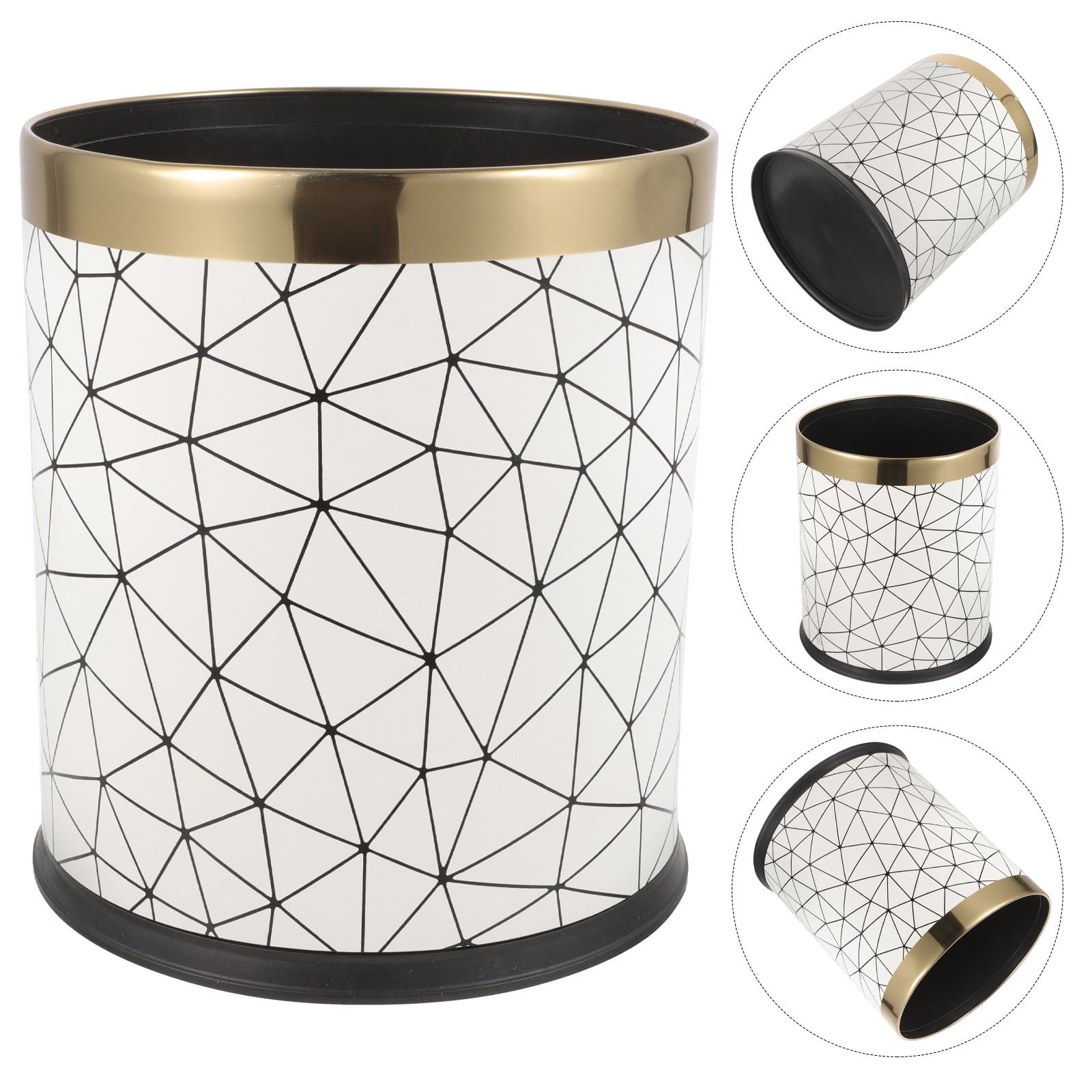WASHWEPE 1Set Plastic Waste Paper Bin Round Shape with European Style ...