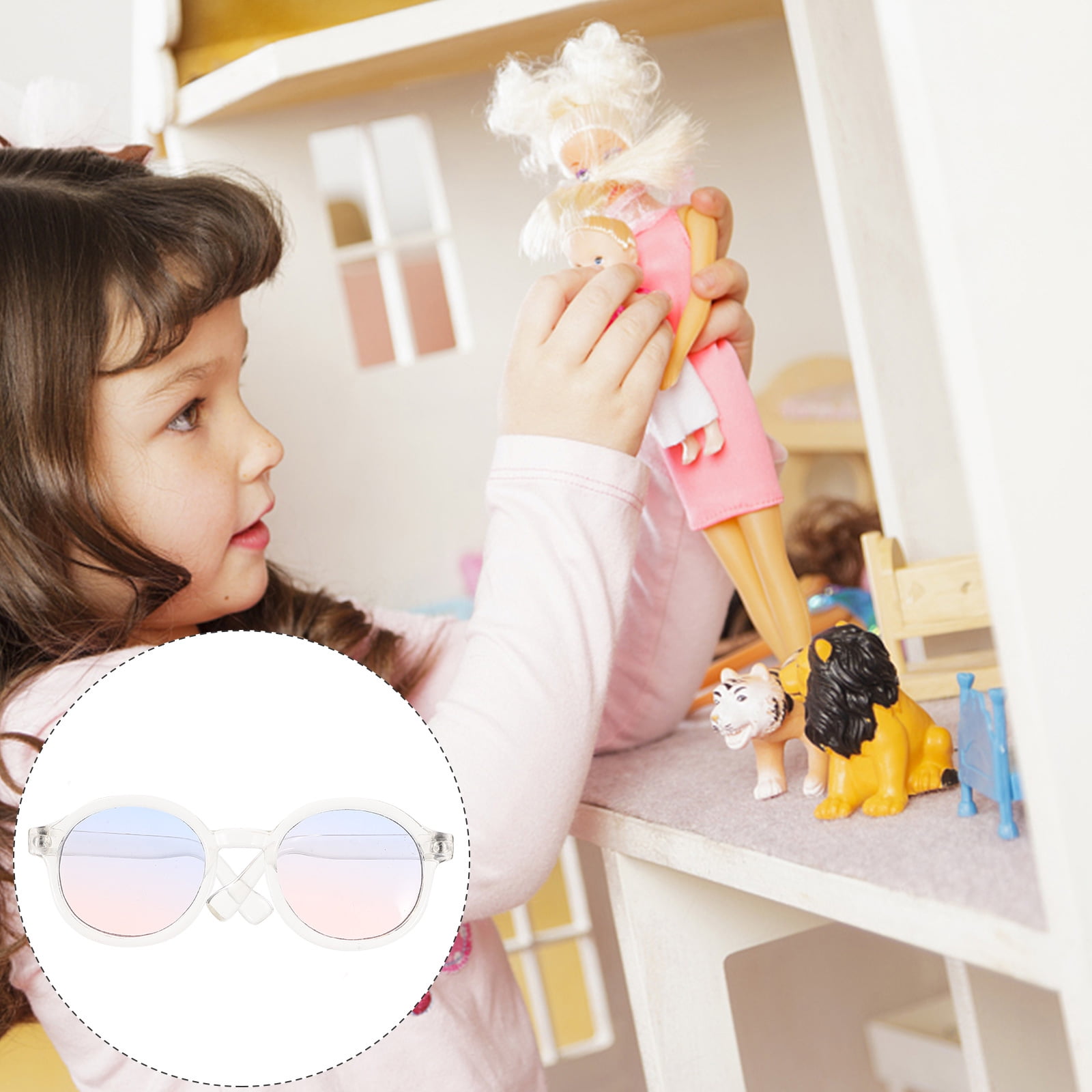 WASHWEPE 2 Pairs Mini Sunglasses For Crafts Doll Glasses Pink to Blue ...