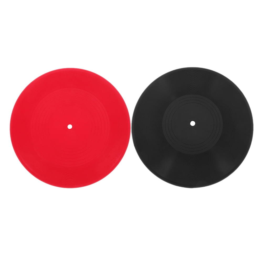 WASHWEPE 2Pcs Blank Records Fake Record Decor 11.8x11.8x0.04In Disco ...