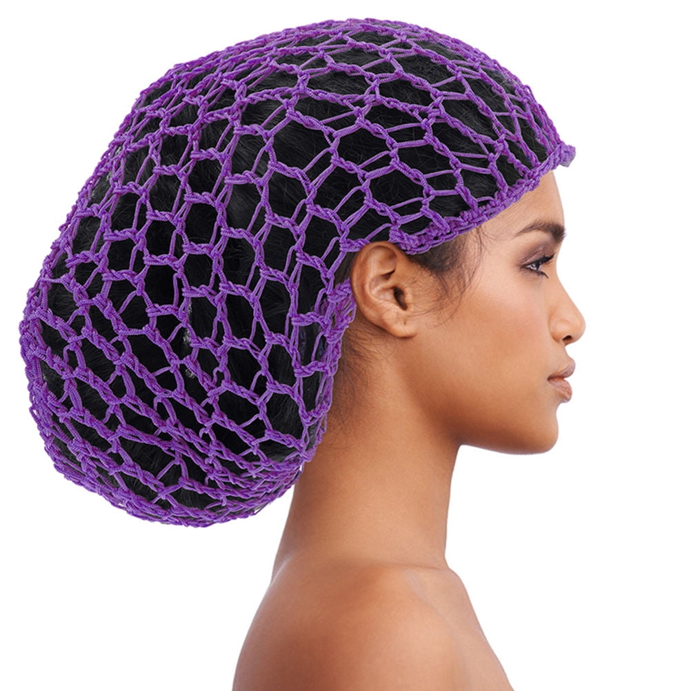 WASHWEPE 2Pcs Mesh Crochet Hair Nets Black Purple for Women Hair ...