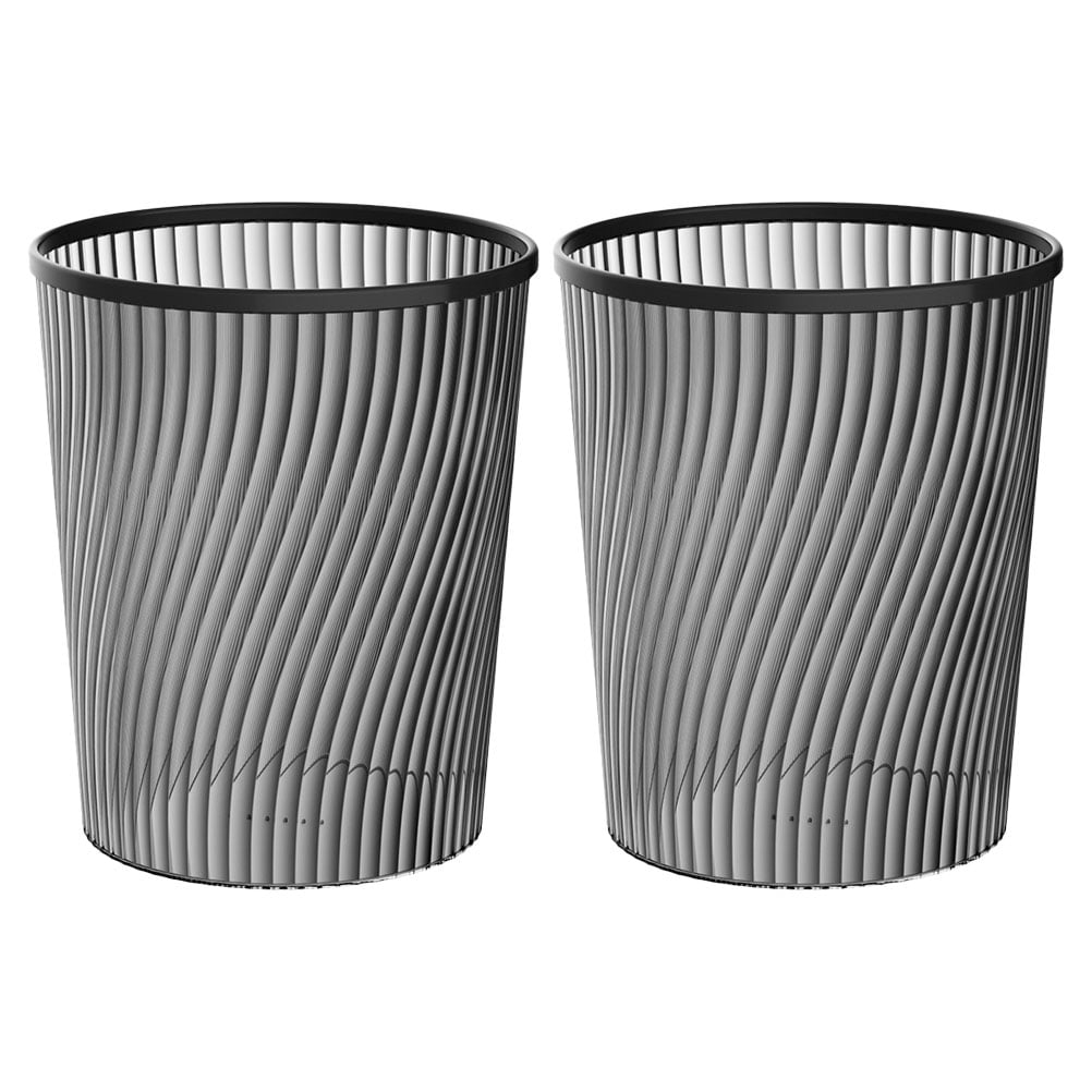 WASHWEPE 2Pcs Trash Can with Grey Transparent Spiral Pattern for Living ...