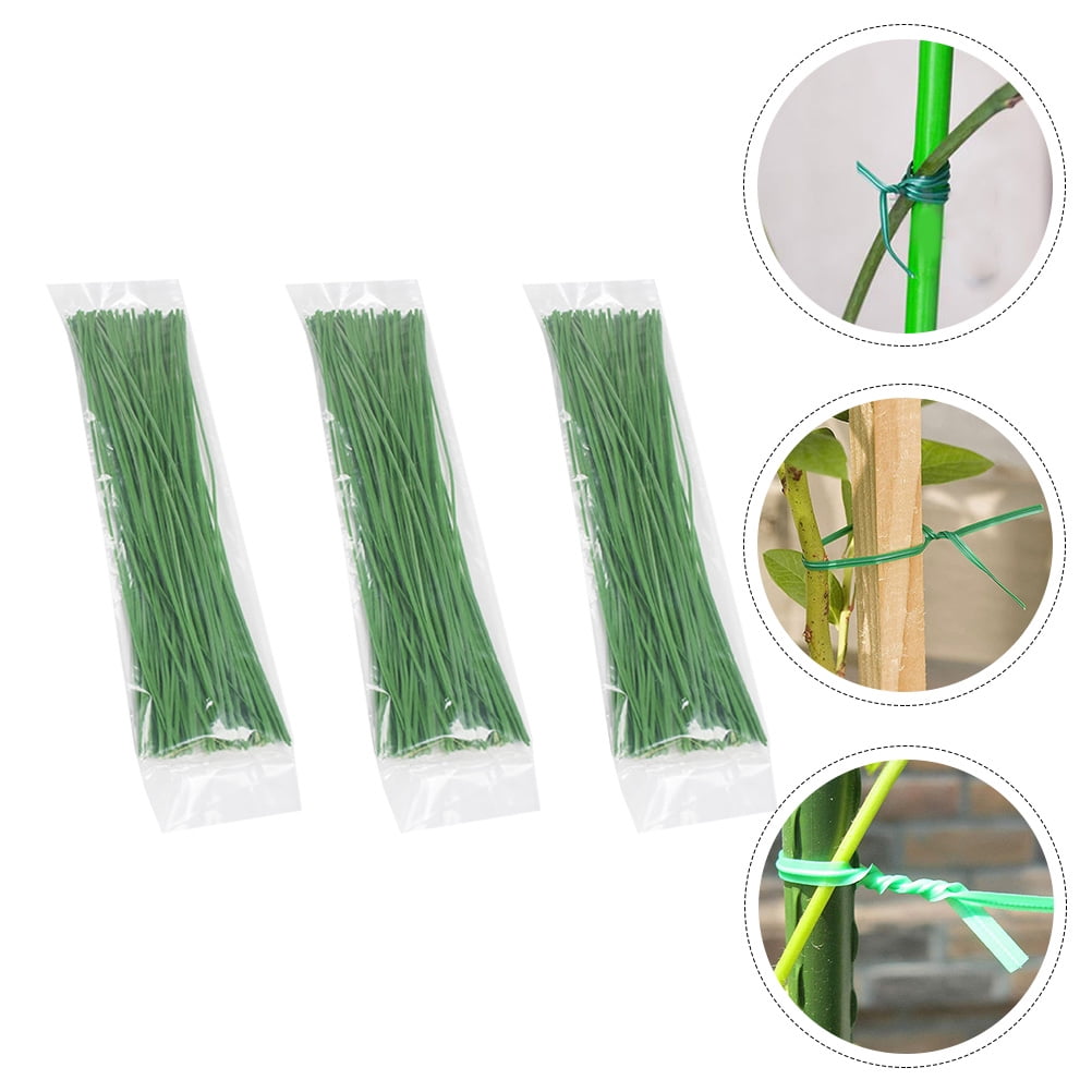 WASHWEPE 300Pcs Green Round Iron Wire for Plant Support Garden Wire for ...