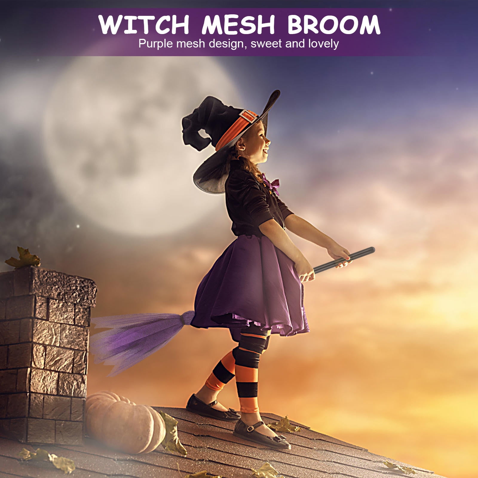 WASHWEPE 3Pcs Sturdy Reusable Plastic Mesh Broom Shape Witch Broom for ...