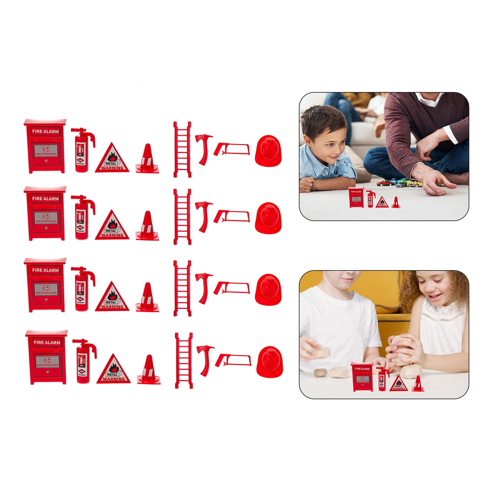 WASHWEPE Compact Shape Fire Extinguisher Toy Red Plastic 4 Sets 3.1x2 ...