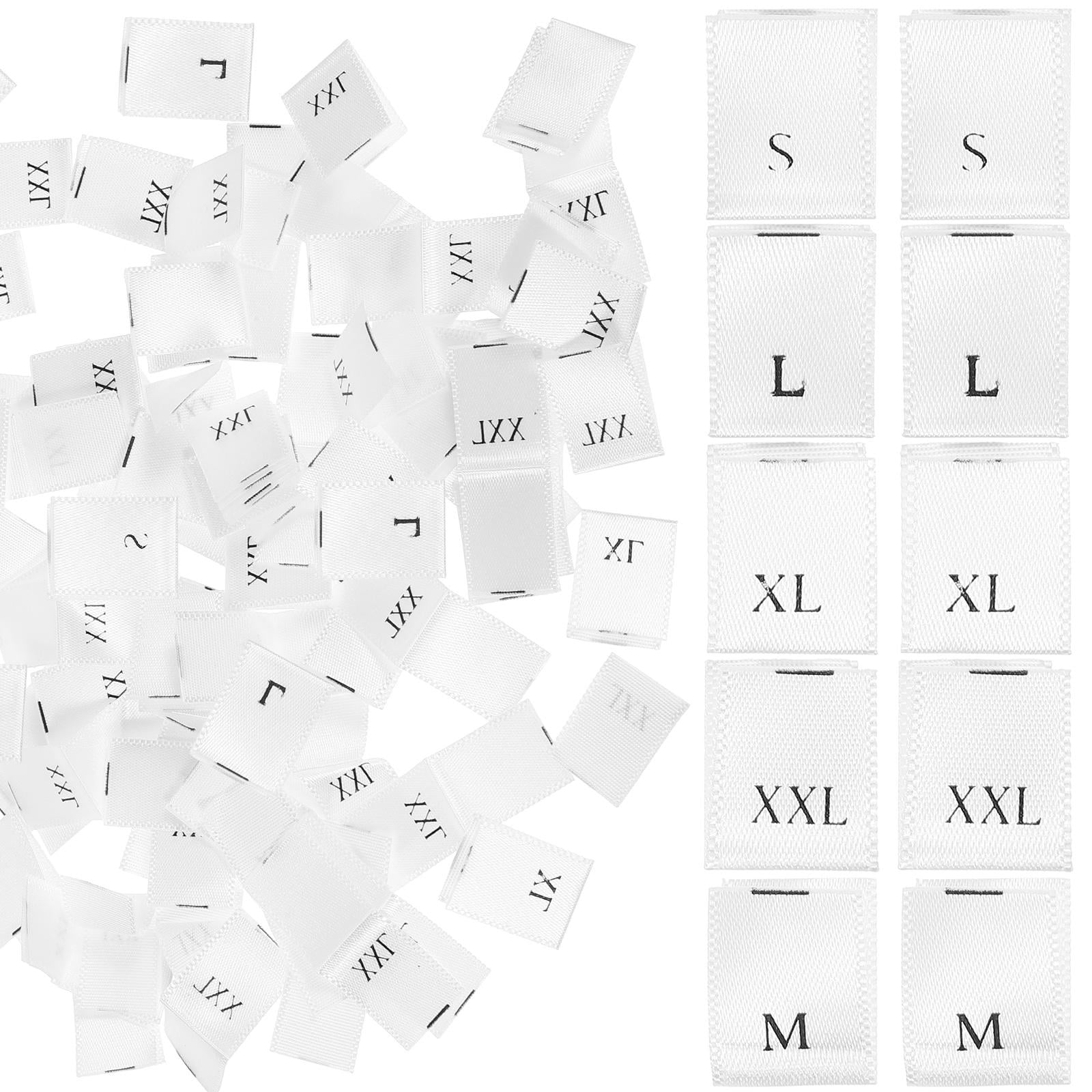 WASHWEPE 500Pcs White Webbing Size Labels for Clothing Indicate Size 1 ...