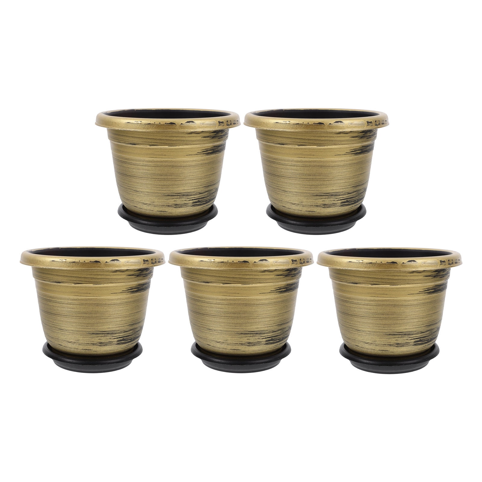 WASHWEPE 5Set PP Material Round Flower Pot Sets with Drainage Trays 8 ...