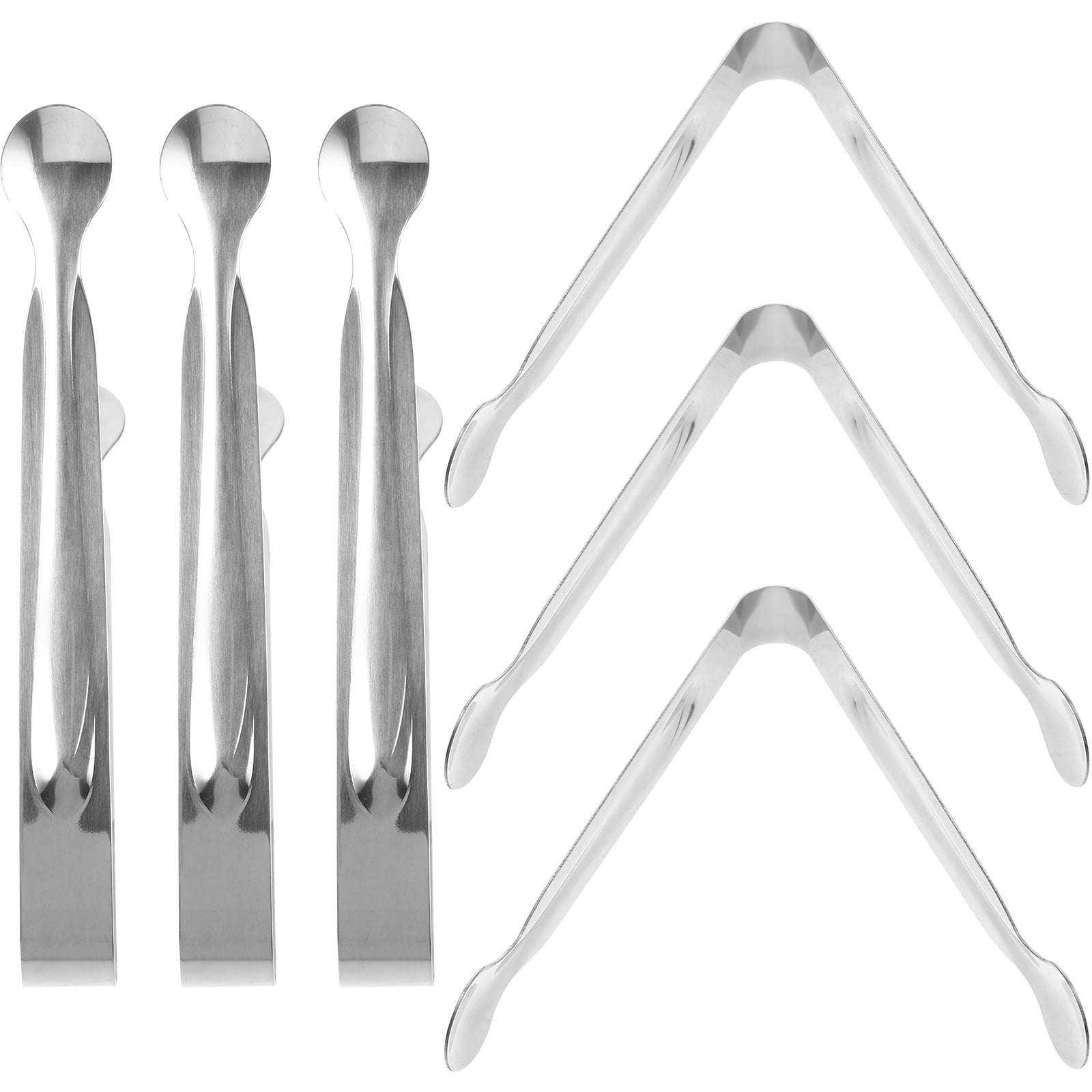 WASHWEPE 6Pcs Bread Tong for Gripping Food and Ice Cubes Silver Kitchen ...
