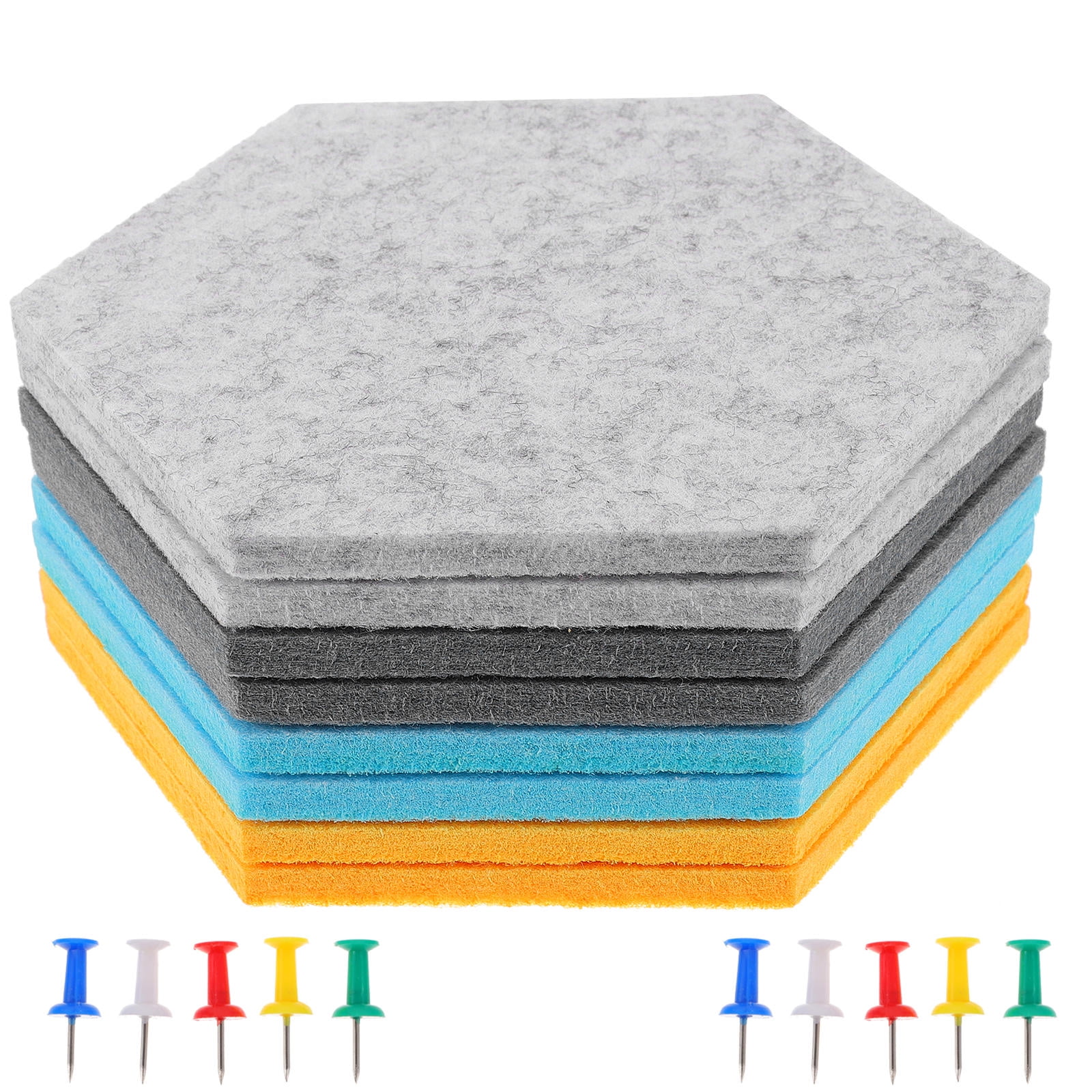 WASHWEPE 8Pcs Assorted Color Hexagon Felt Board for Wall Mounted Pin ...