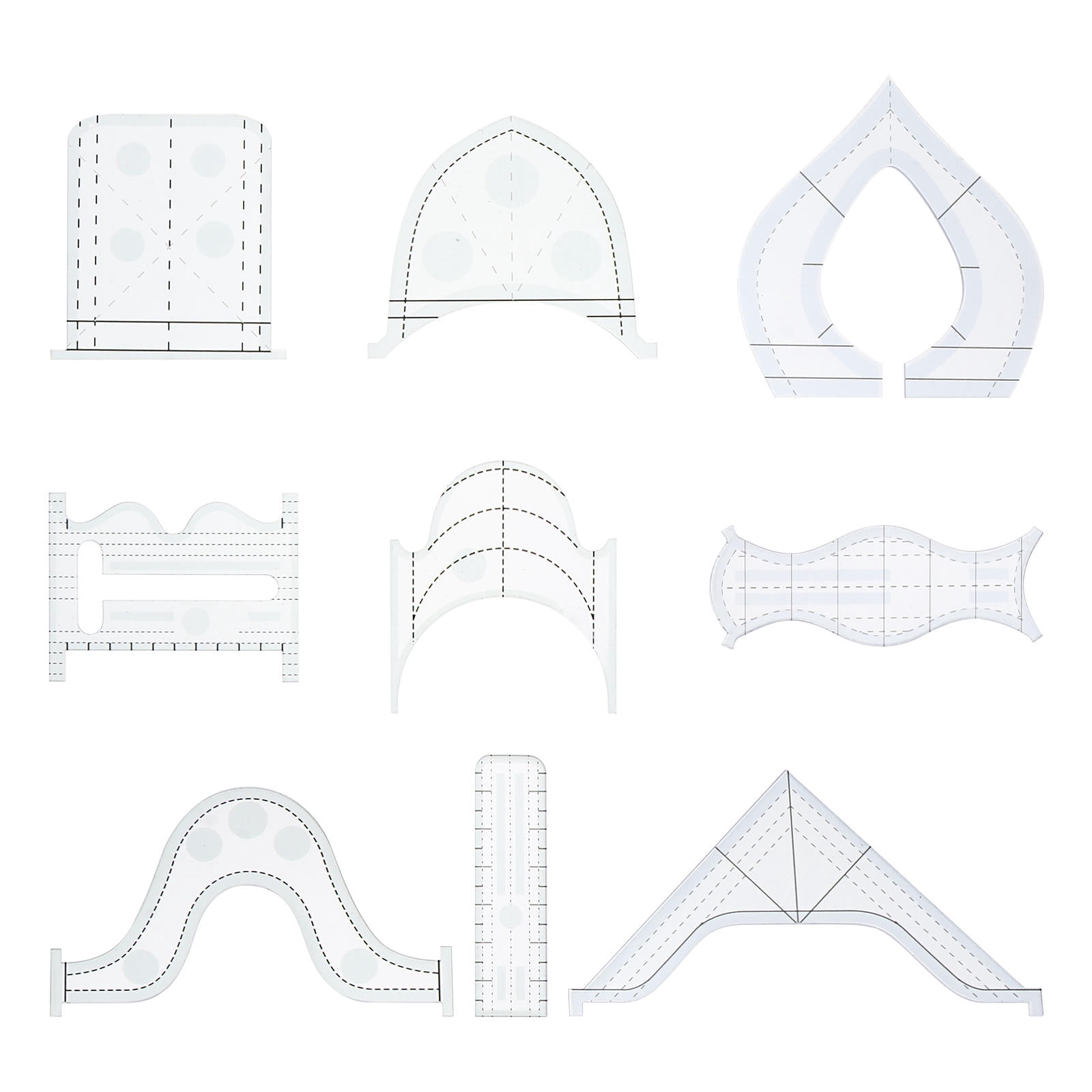 WASHWEPE 9 Pcs Patchwork Ruler Template Grids Fabric Quilting Rulers ...